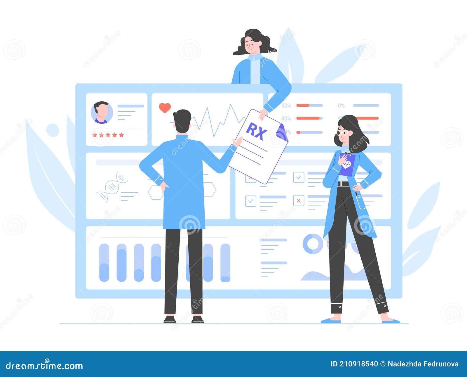Physician Doctors Analyze the Patient S Medical Data. Big Dashboard ...