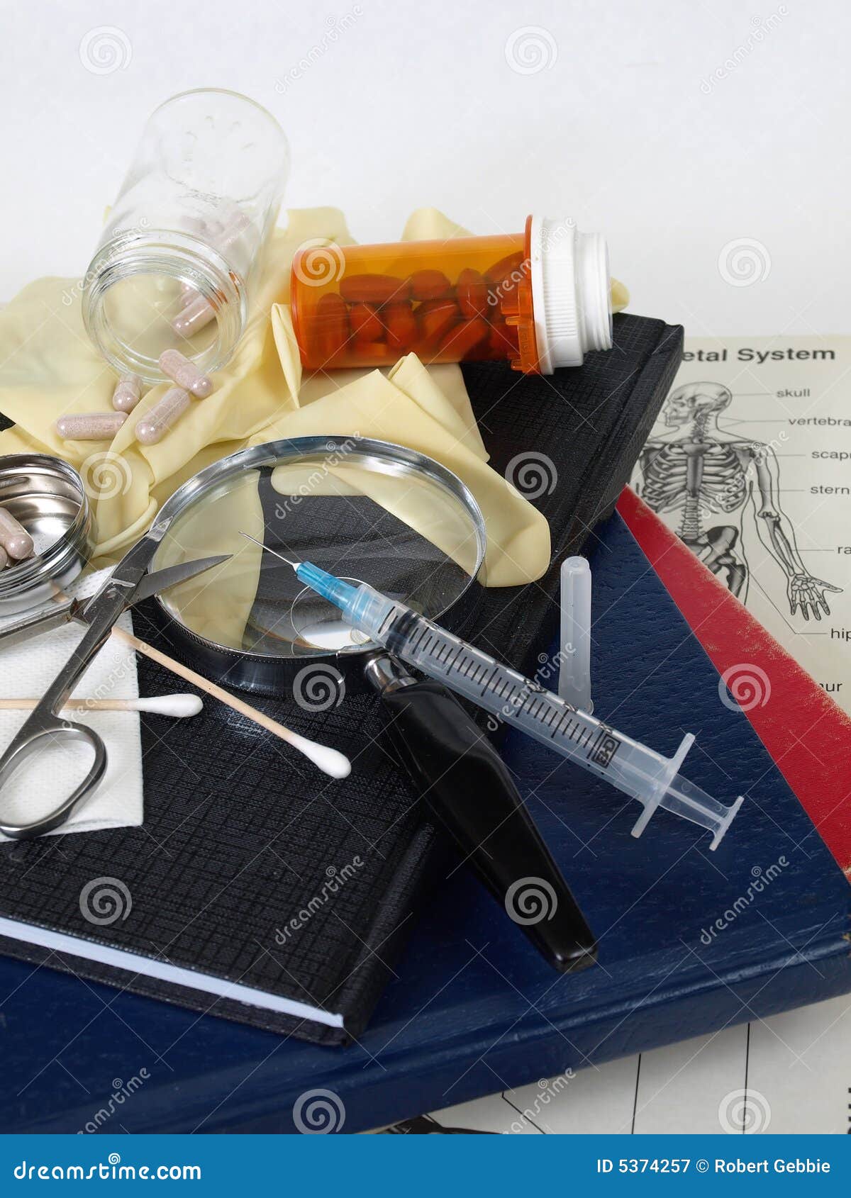 Physician Tools stock image. Image of books, drugs, syringe - 5374257