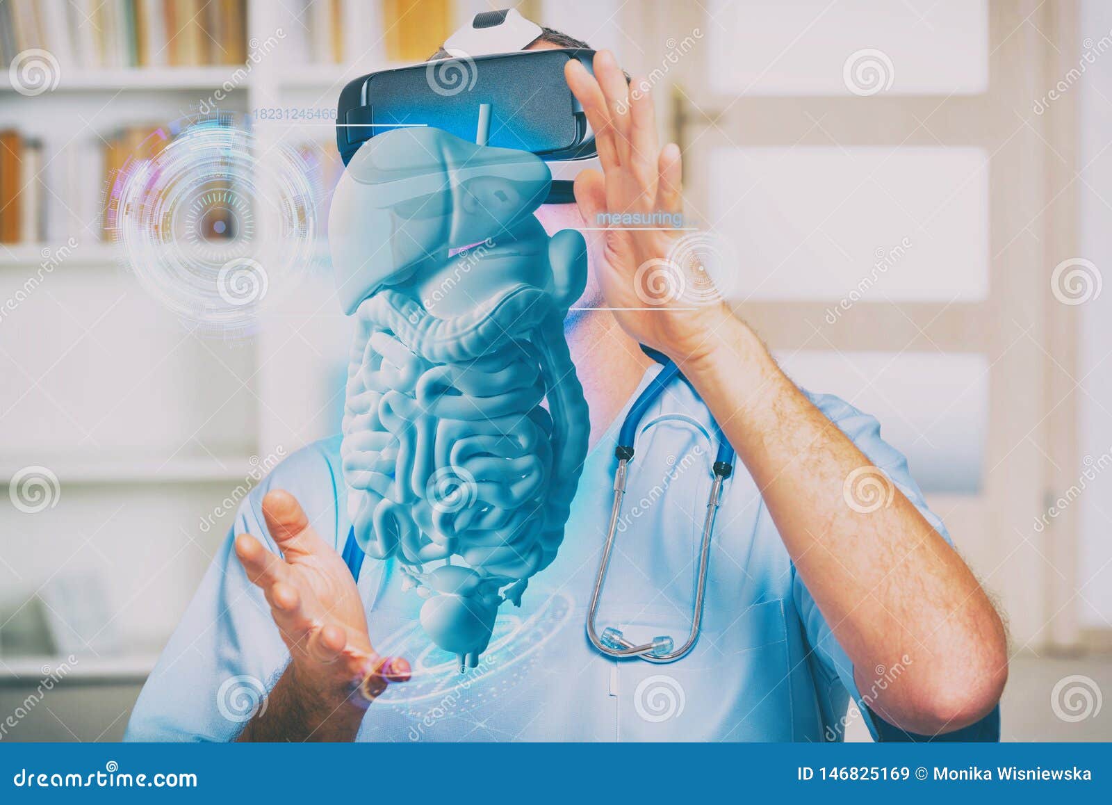 Physician Using Virtual Reality Headset Stock Illustration ...