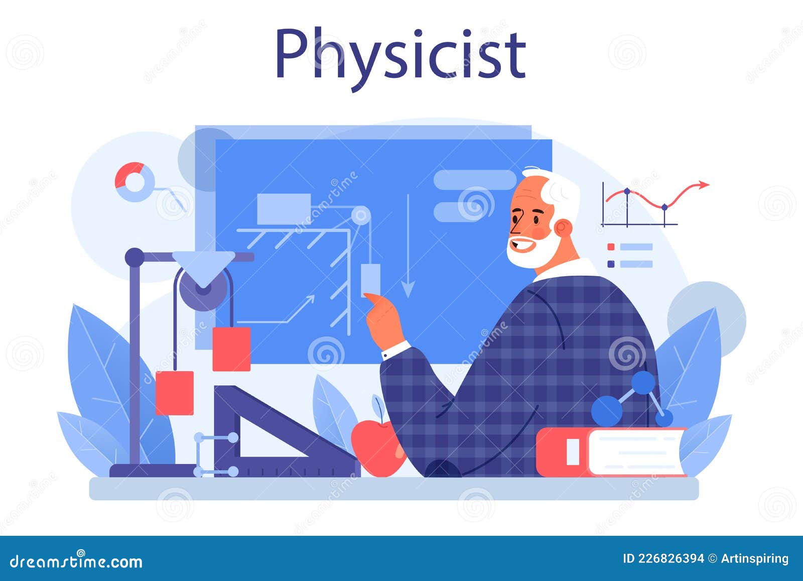 Boy Physicist Scientist Character Doing Physics Experiment At Lesson ...