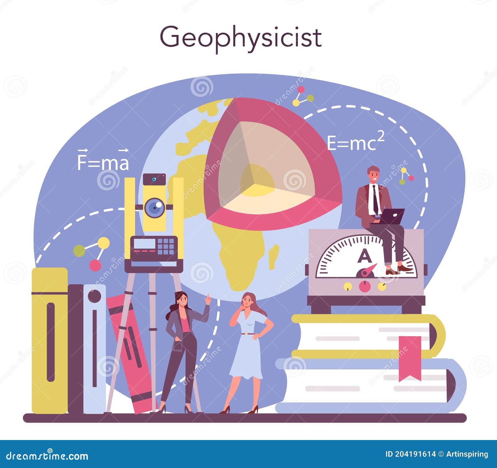 Physicist Concept. Scientist Explore Electricity, Magnetism, Light ...
