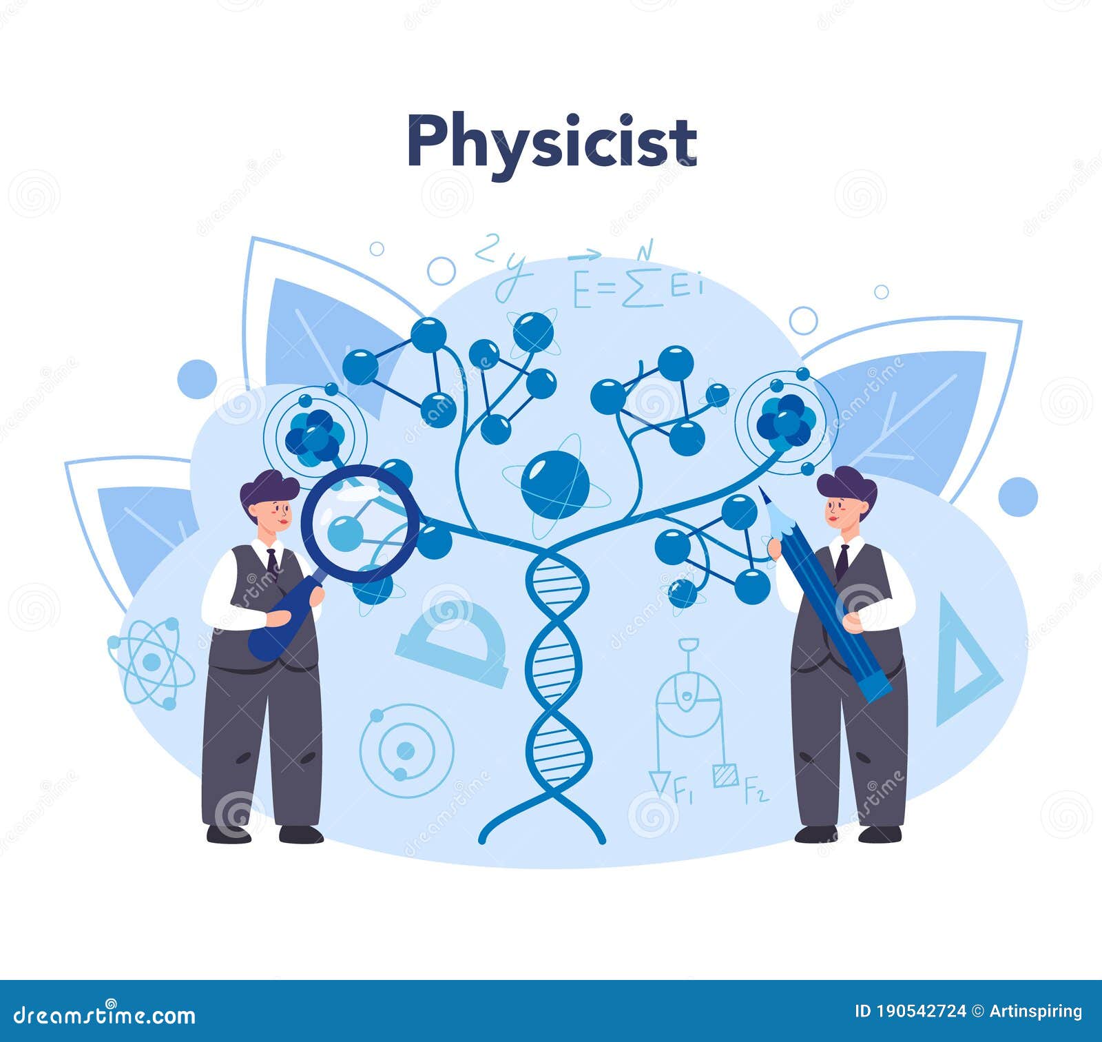 Physicist Concept. Scientist Explore Electricity, Magnetism, Light Wave ...