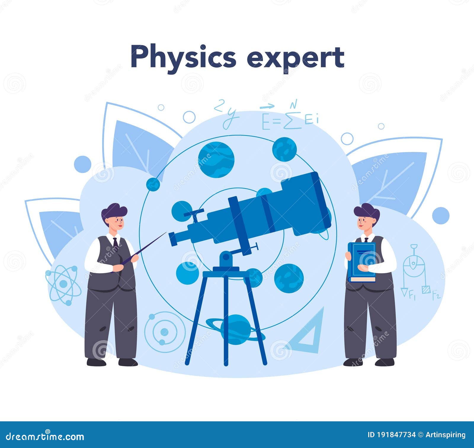 Physicist Concept. Scientist Explore Electricity, Magnetism, Light Wave ...