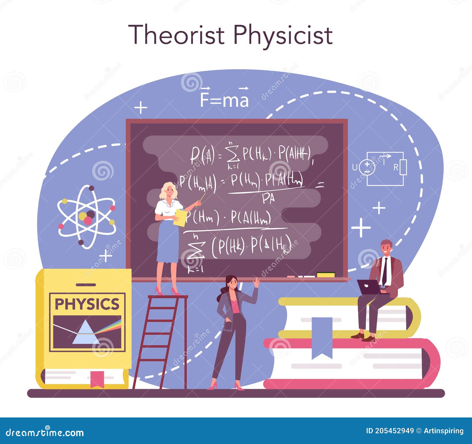 Physicist Concept. Scientist Explore Electricity, Magnetism, Light ...