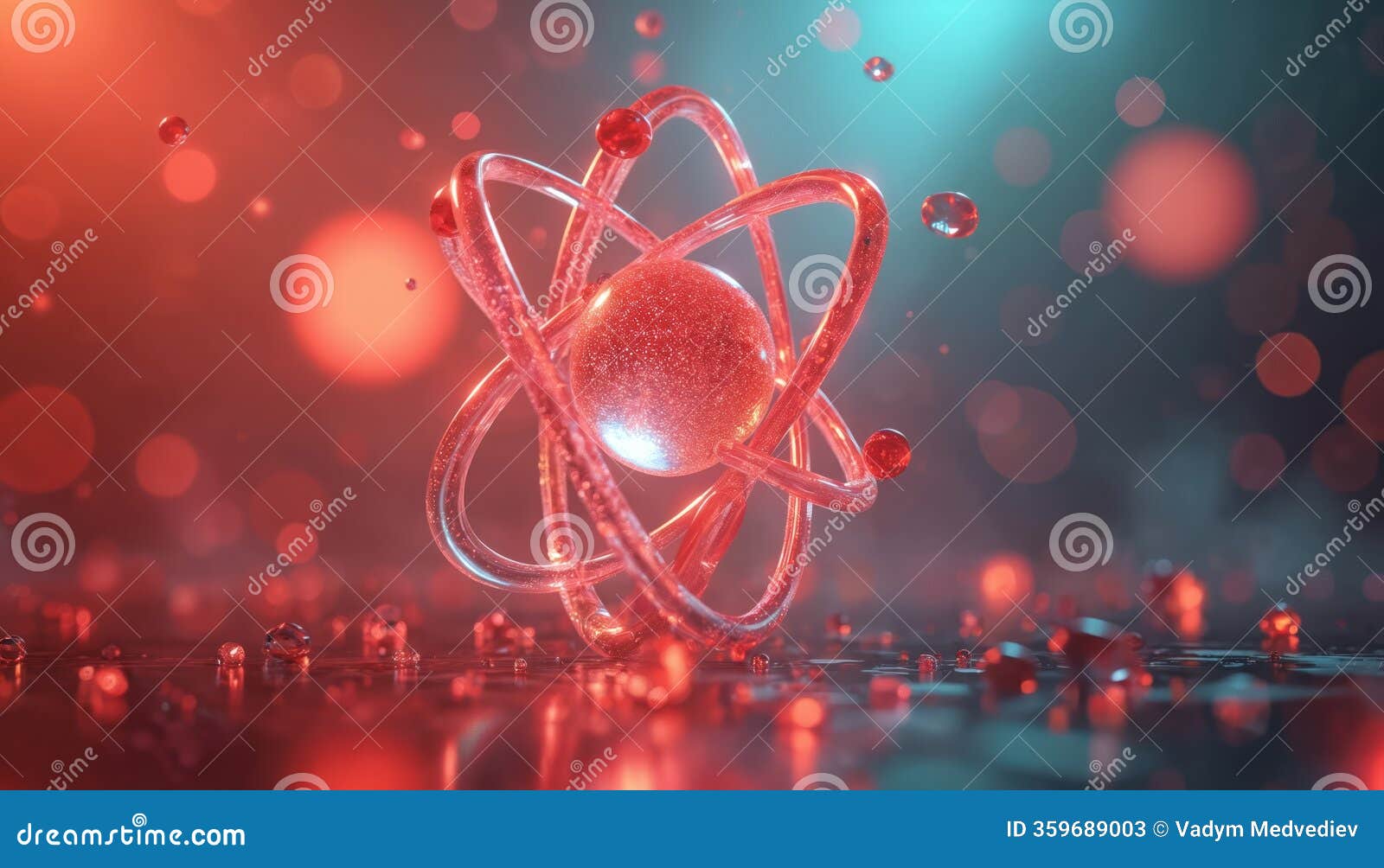 Physicist Innovative Particle Physics Theory. Atom Model in Retro ...