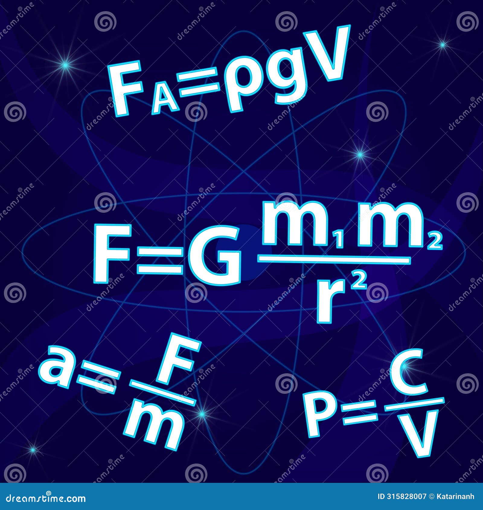 Physics Background With Formulas On Dark Blue. School Education ...