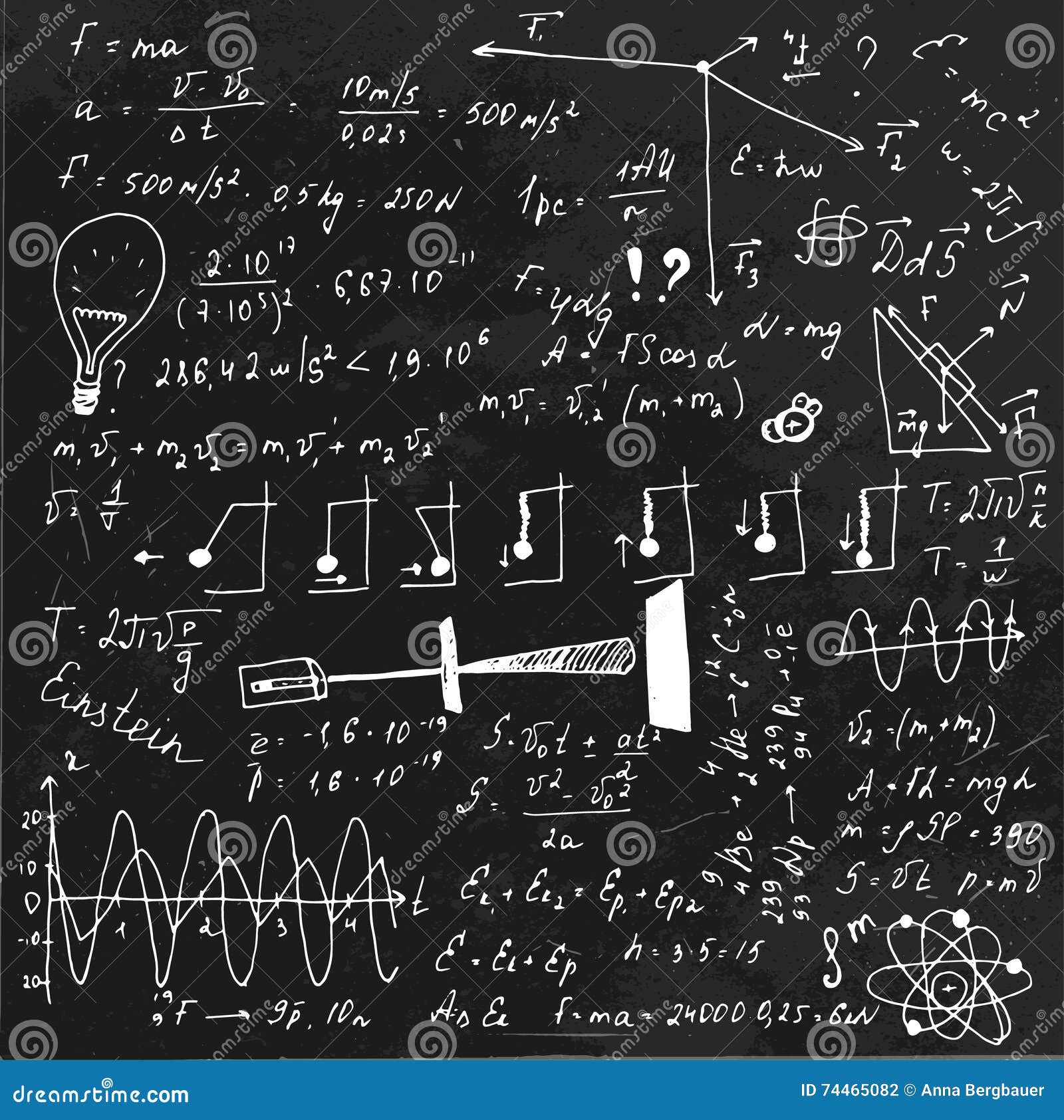 Physics blackboard image stock vector. Illustration of chart - 74465082