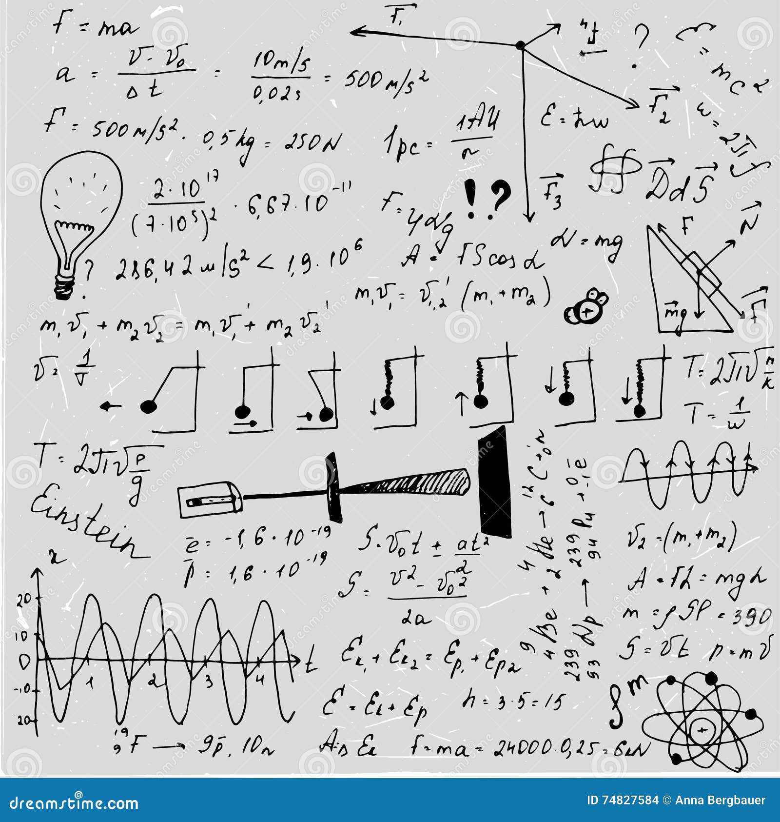 Physics blackboard image stock vector. Illustration of drawn - 74827584