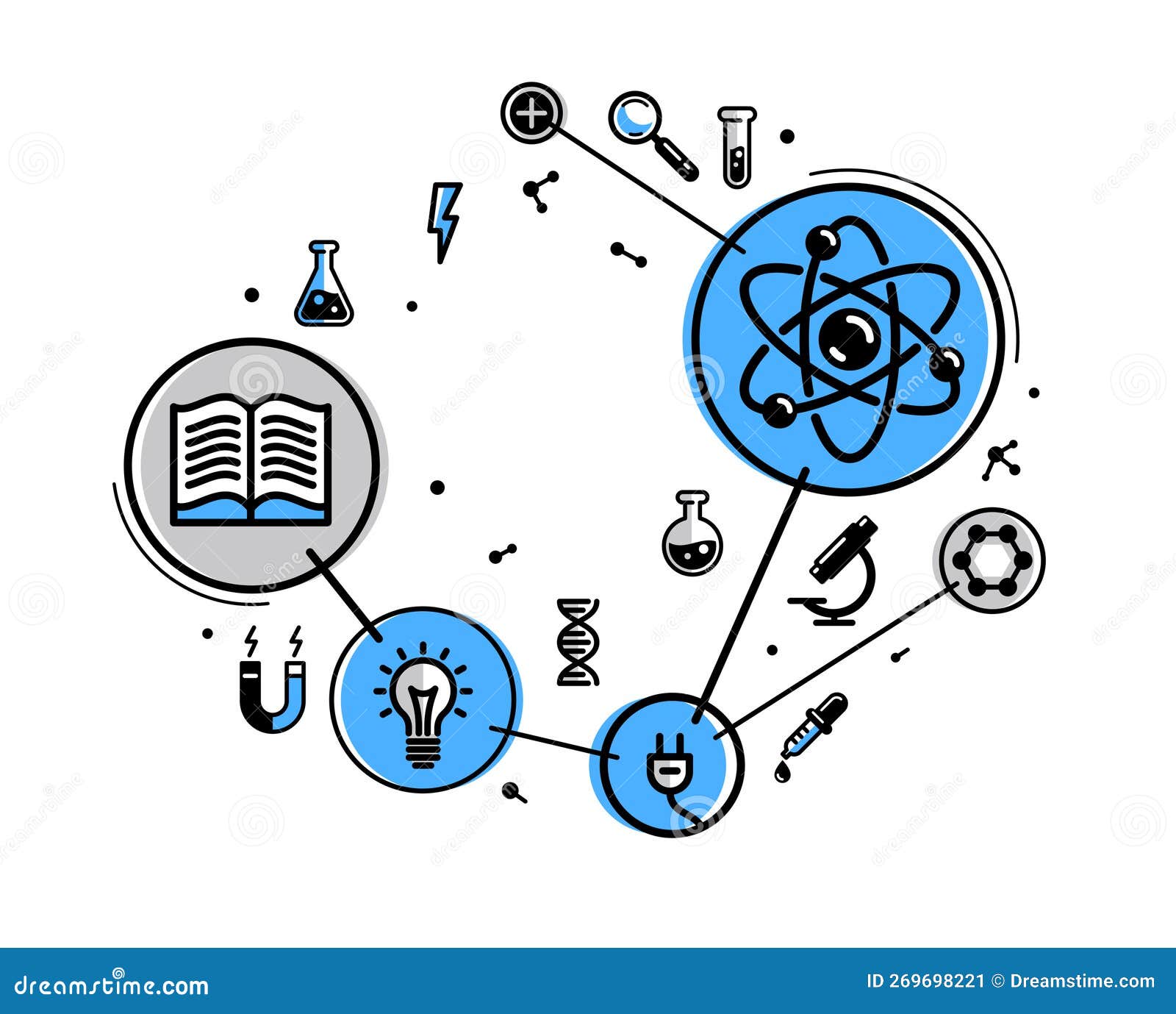 Physics and Chemistry Abstract Science Vector Outline Illustration ...