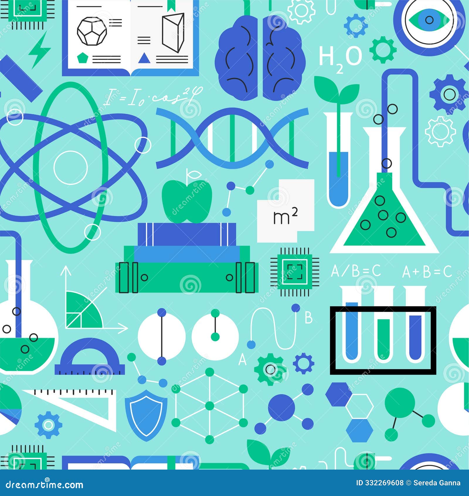 Physics Chemistry Biology Seamless Pattern Stock Illustration ...