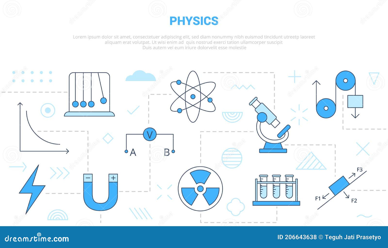 Physics Concept With Icon Set Template Banner With Modern Blue Color ...