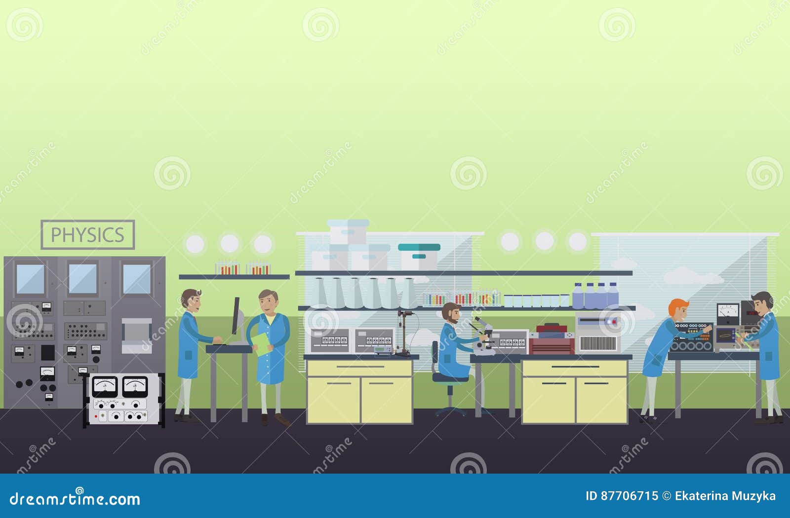 Physics Concept Vector Illustration in Flat Style. Stock Vector ...