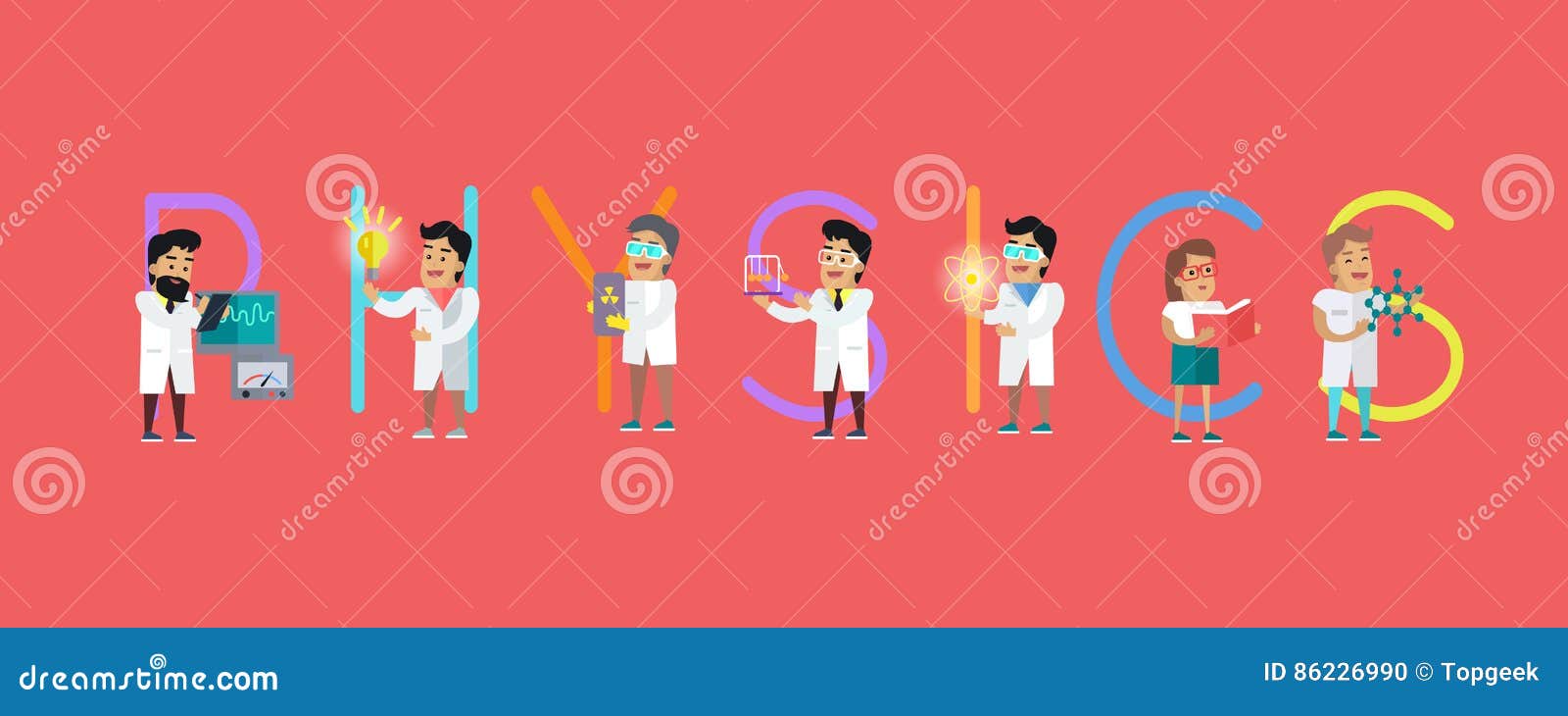 Physics Conceptual Vector in Flat Design Stock Vector - Illustration of ...