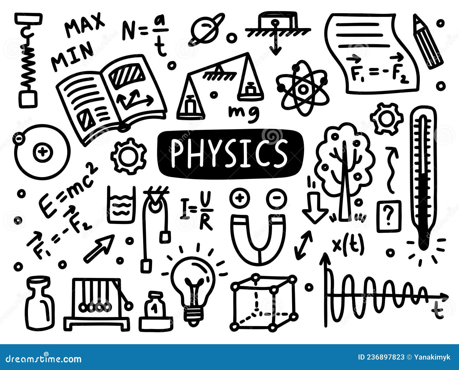 Physics Doodle Set Vector Illustration | CartoonDealer.com #200286766