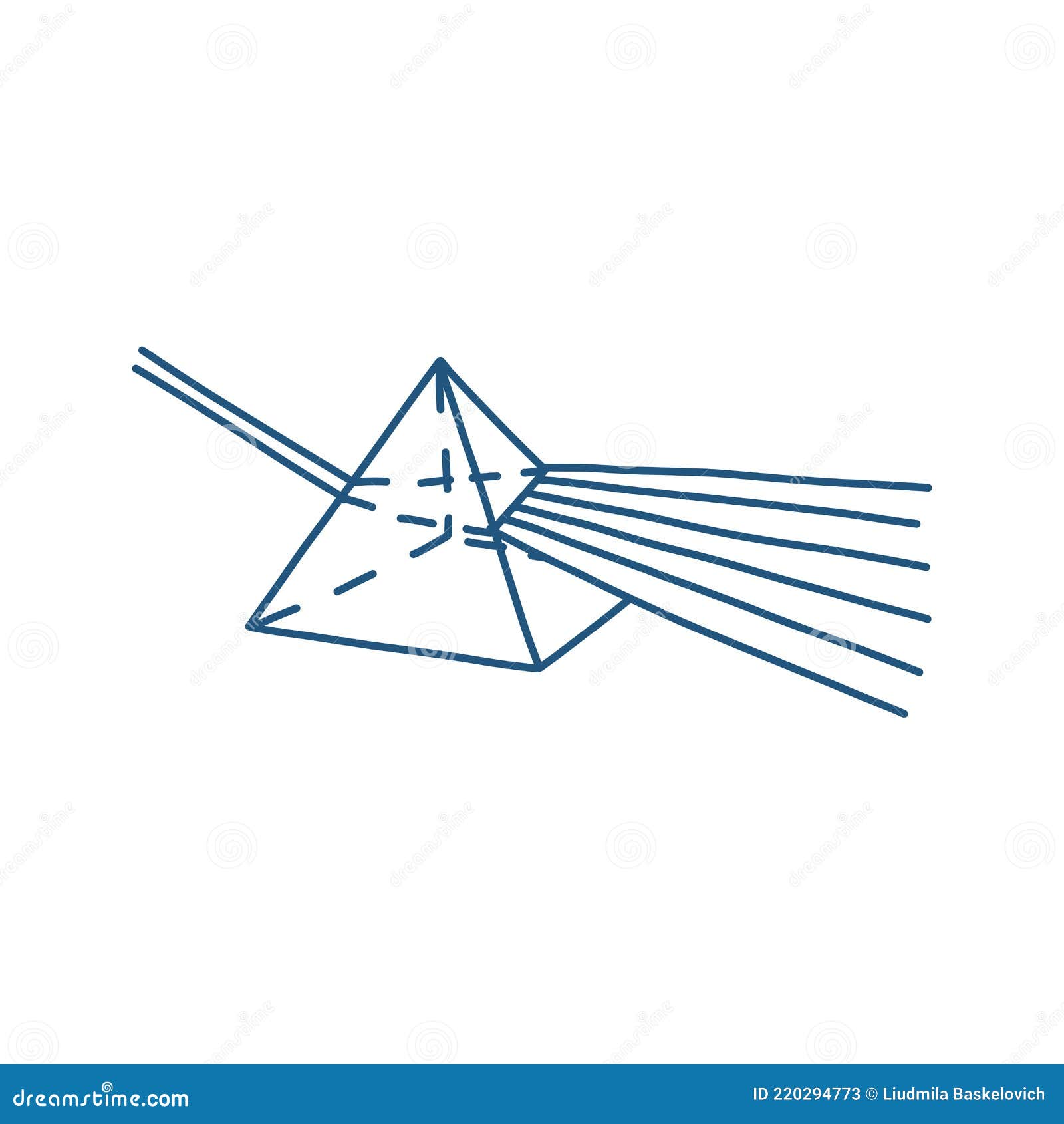Physics Doodle Prism. Triangle Prism with Light Waves Isolated in White ...