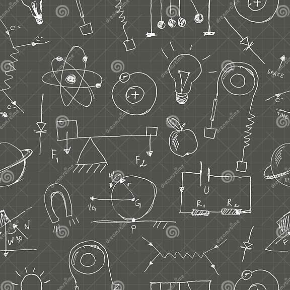 Physics Doodles Seamless Pattern Stock Vector - Illustration of gravitation, collection: 52779411