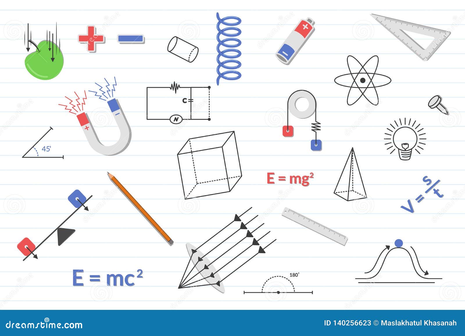 Physics, Emc-2, Education Modern Concepts Flat Design, Premium Quality ...