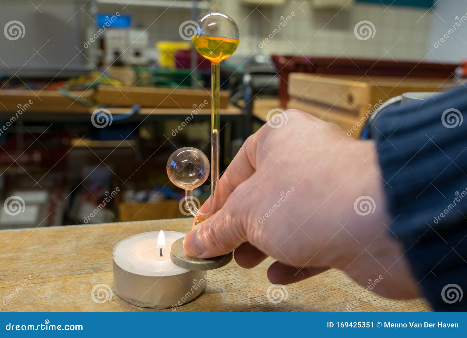 Physics Experiment Showing the Expansion of Air in a Sphere Stock Image ...