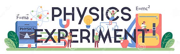 Physics Experiment Typographic Header. Scientist Explore Electricity ...