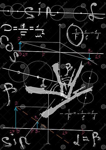 Physics Formulas Drawing on Black School Board Stock Vector ...