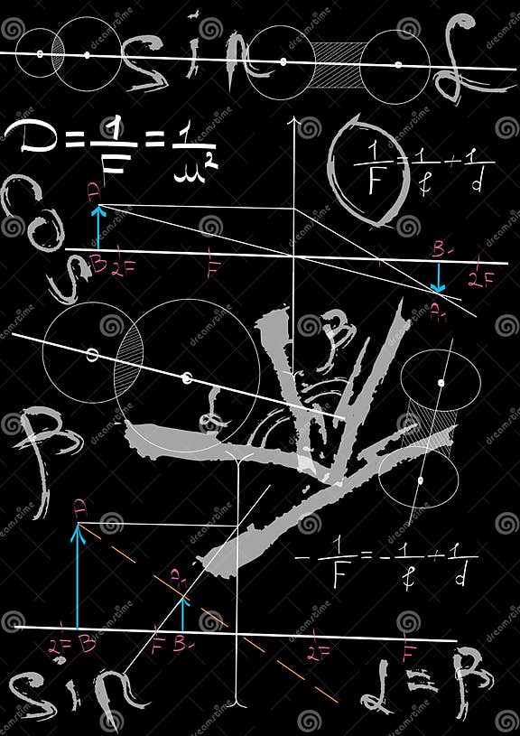 Physics Formulas Drawing on Black School Board Stock Vector ...