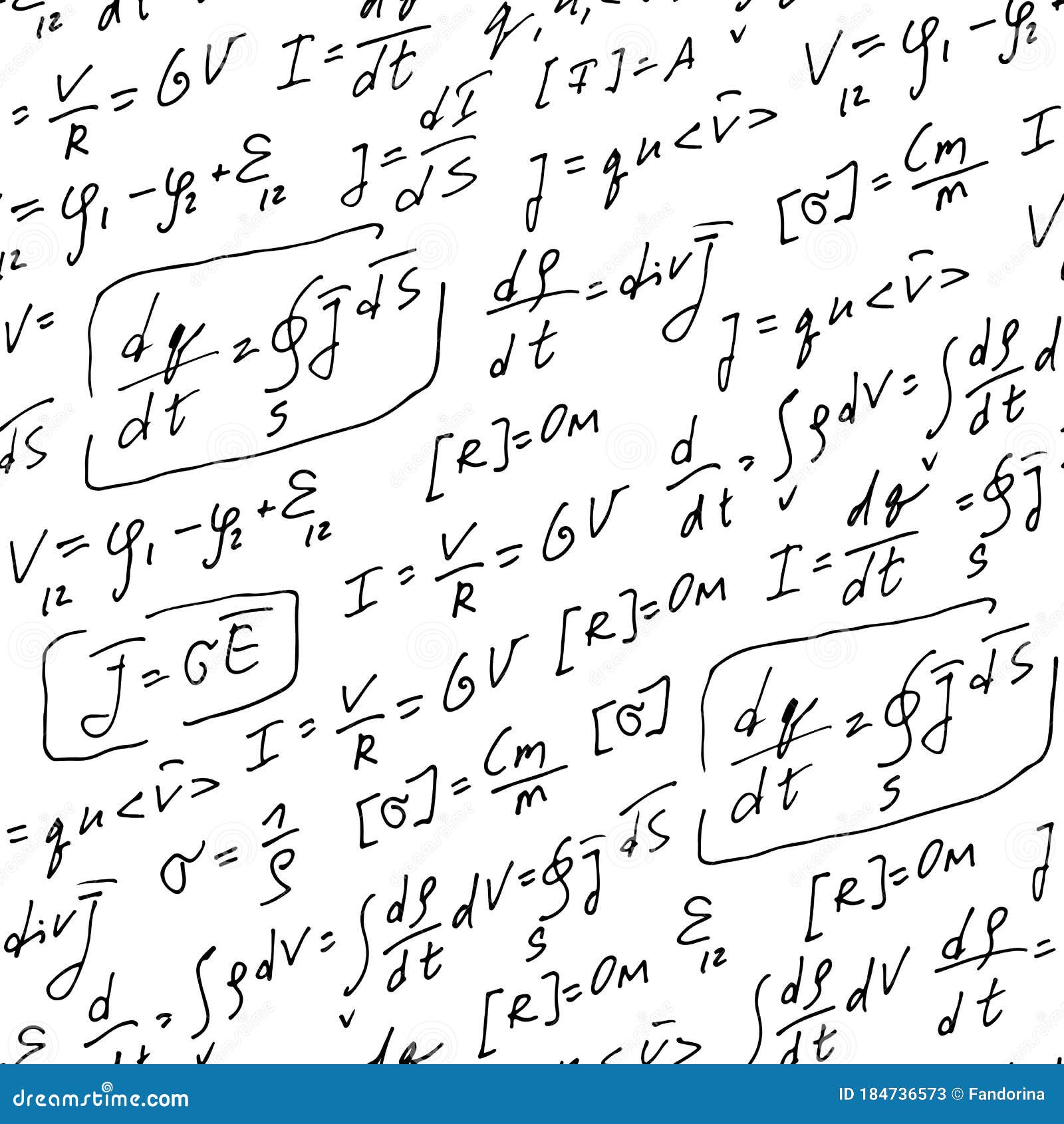 Physics Formulas Handwritten Vector Pattern, Abstract Seamless ... Physics Formulas Handwritten Vector Pattern, Abstract Seamless ...