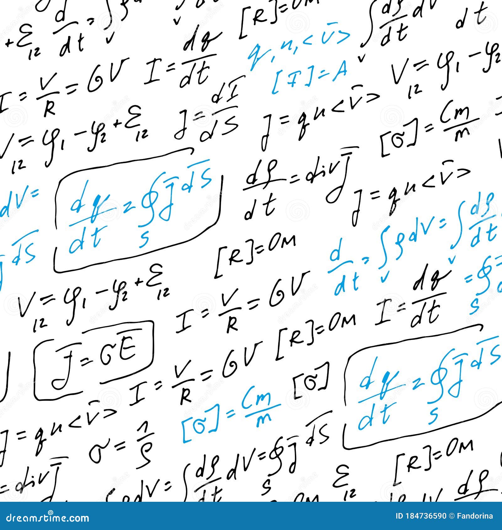 Physics Formulas Handwritten Vector Pattern, Abstract Seamless ... Physics Formulas Handwritten Vector Pattern, Abstract Seamless ...