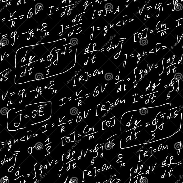 Physics Formulas Handwritten Vector Pattern, Abstract Seamless ...