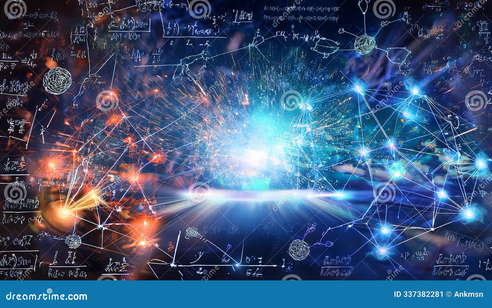 Physics Formulas And Plasma Energy With Sparks And Molecules Stock ...