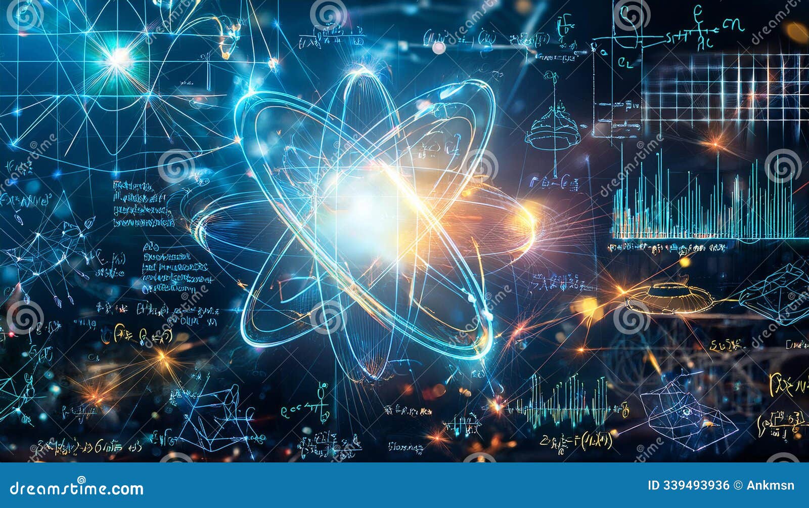 Physics Formulas and Plasma Energy with Sparks and Molecules Stock ...