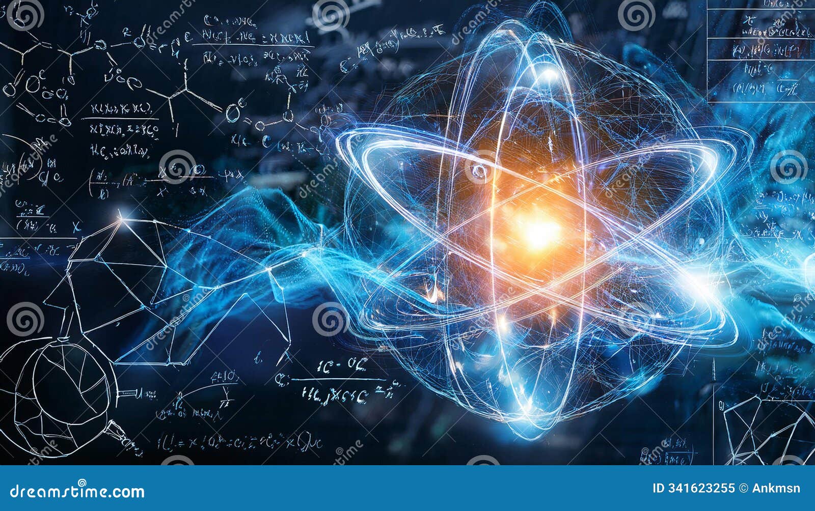 Physics Formulas and Plasma Energy with Sparks and Molecules Stock ...