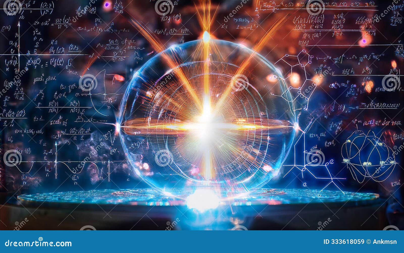 Physics Formulas and Plasma Energy with Sparks and Molecules Stock ...