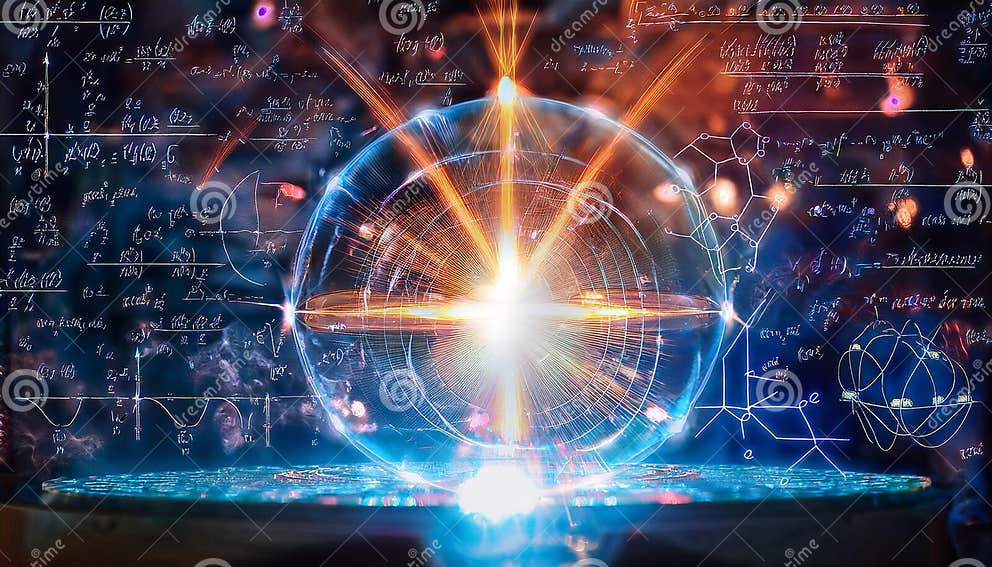 Physics Formulas and Plasma Energy with Sparks and Molecules Stock ...