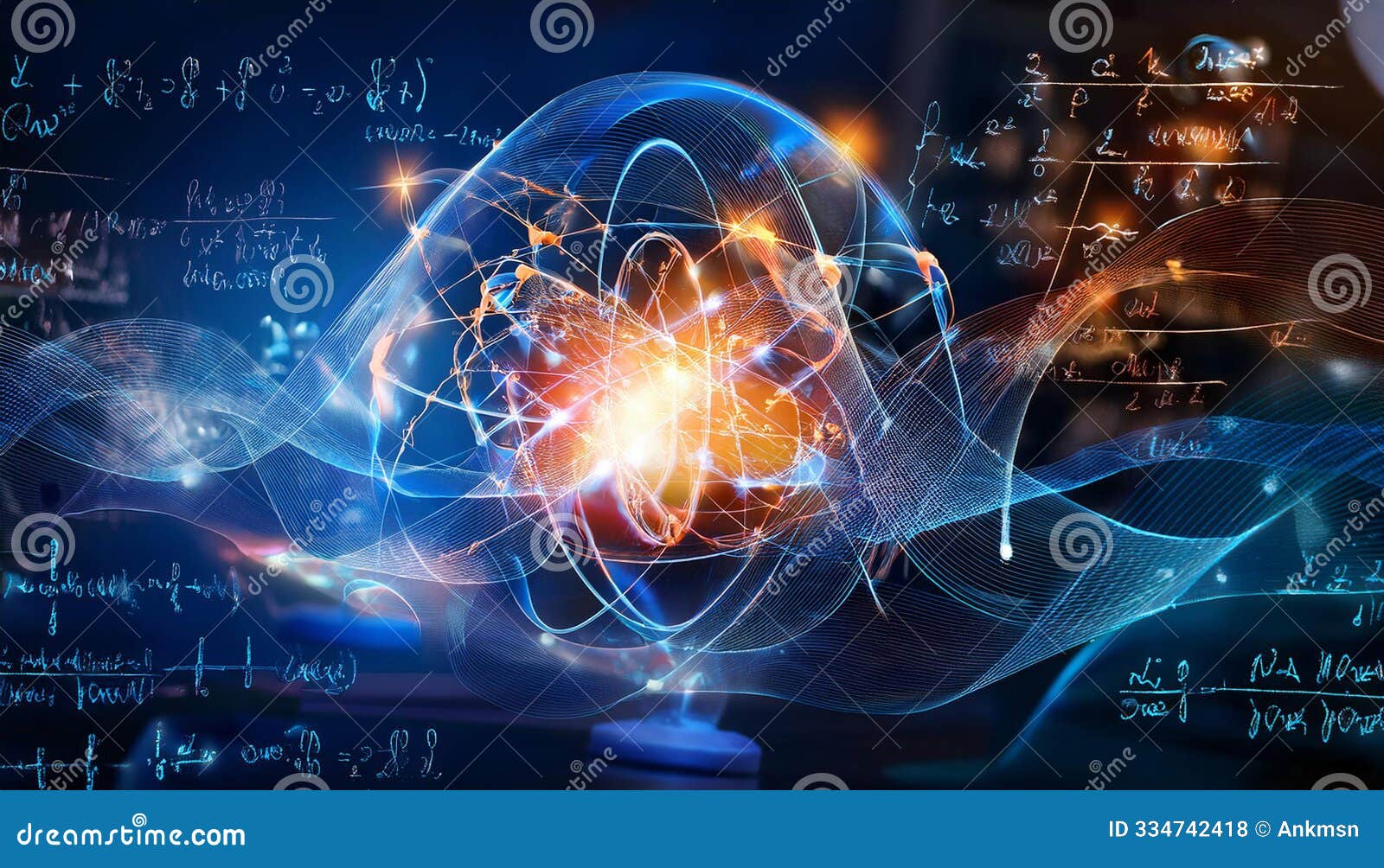 Physics Formulas and Plasma Energy with Sparks and Molecules Stock ...