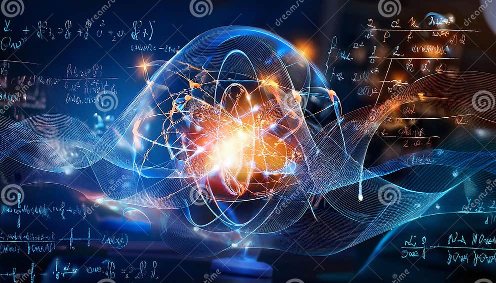 Physics Formulas and Plasma Energy with Sparks and Molecules Stock ...