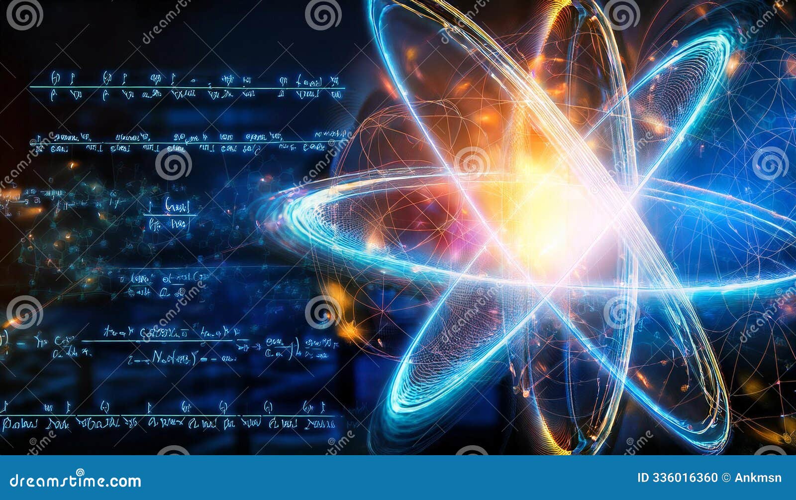 Physics Formulas and Plasma Energy with Sparks and Molecules Stock ...