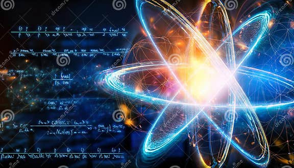 Physics Formulas and Plasma Energy with Sparks and Molecules Stock ...