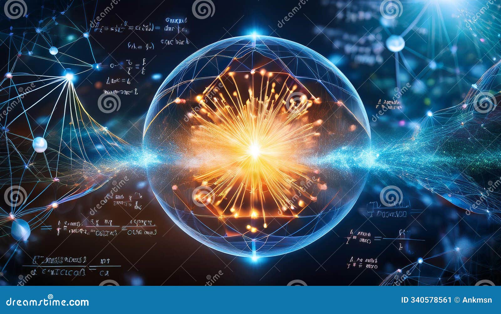 Physics Formulas and Plasma Energy with Sparks and Molecules Stock ...