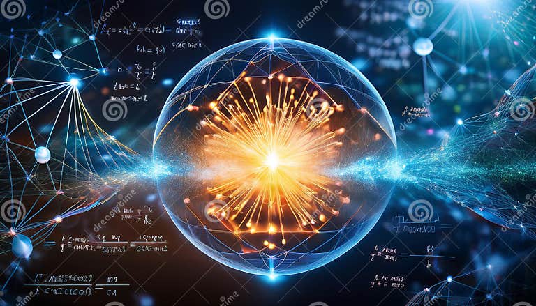 Physics Formulas and Plasma Energy with Sparks and Molecules Stock ...
