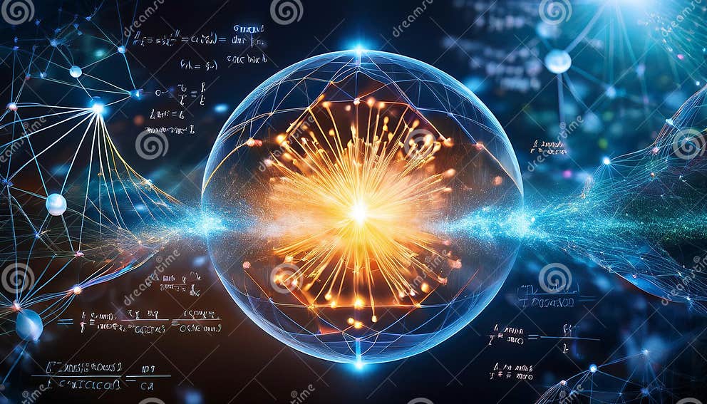 Physics Formulas and Plasma Energy with Sparks and Molecules Stock ...