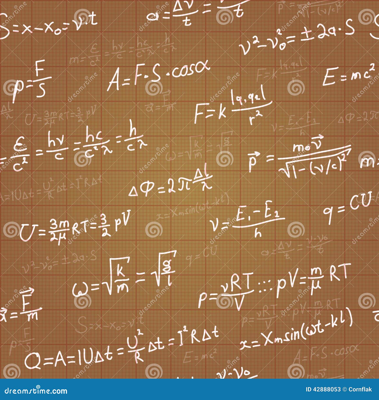Physics Formulas Vector Seamless Pattern on Brown Stock Vector ...