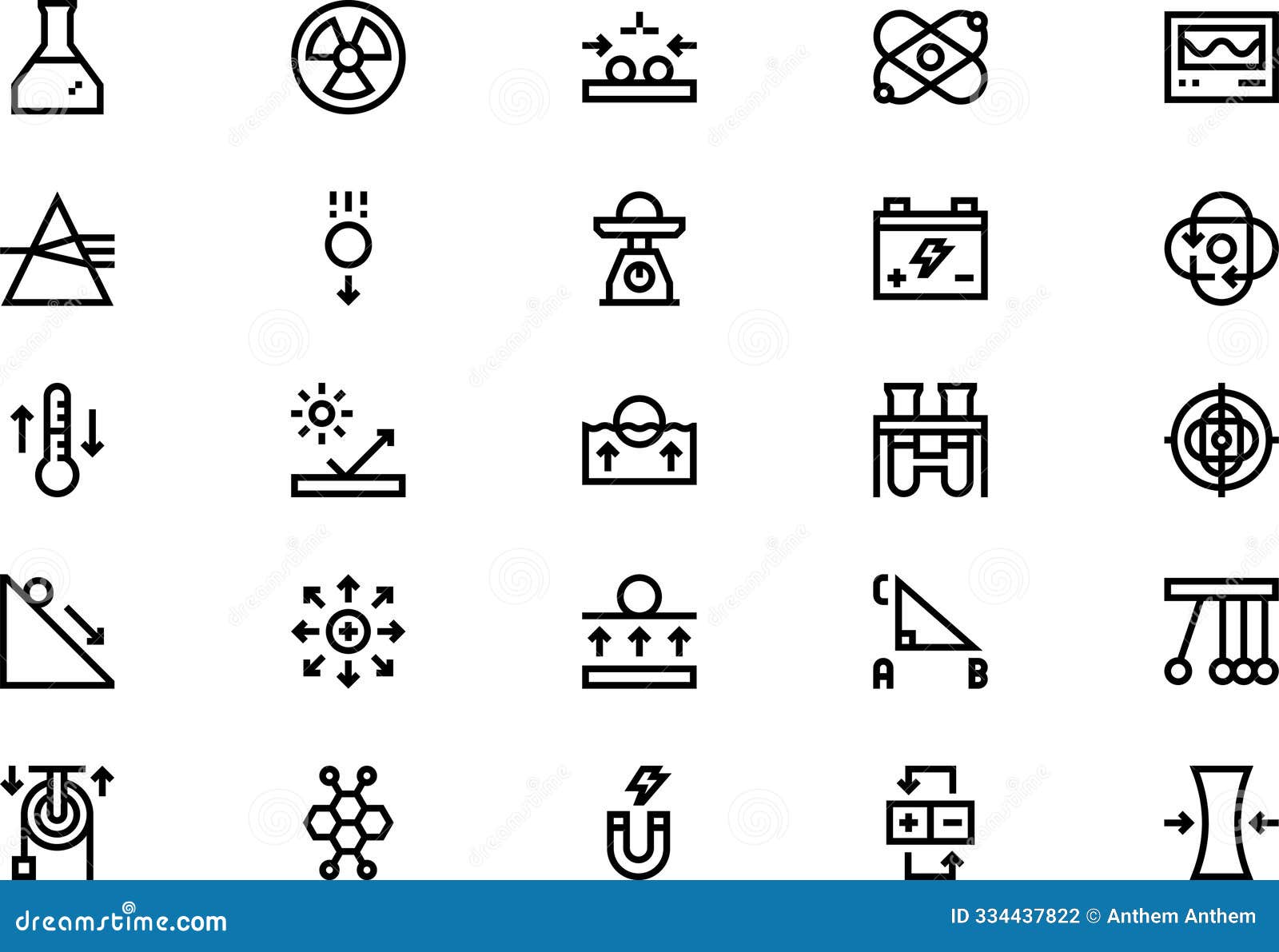 Physics Icons Collection is a Vector Illustration with Editable Stroke ...