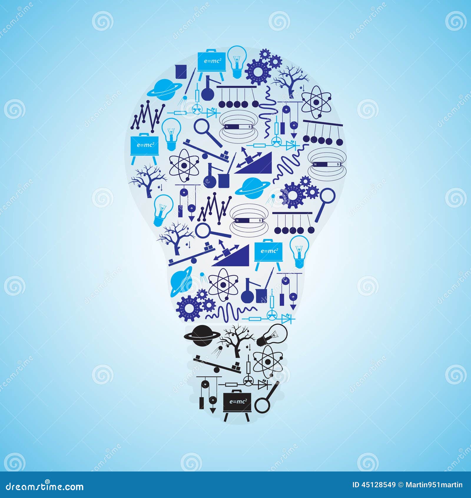 Physics Icons Set In Bulb Shape Stock Vector - Image: 45128549