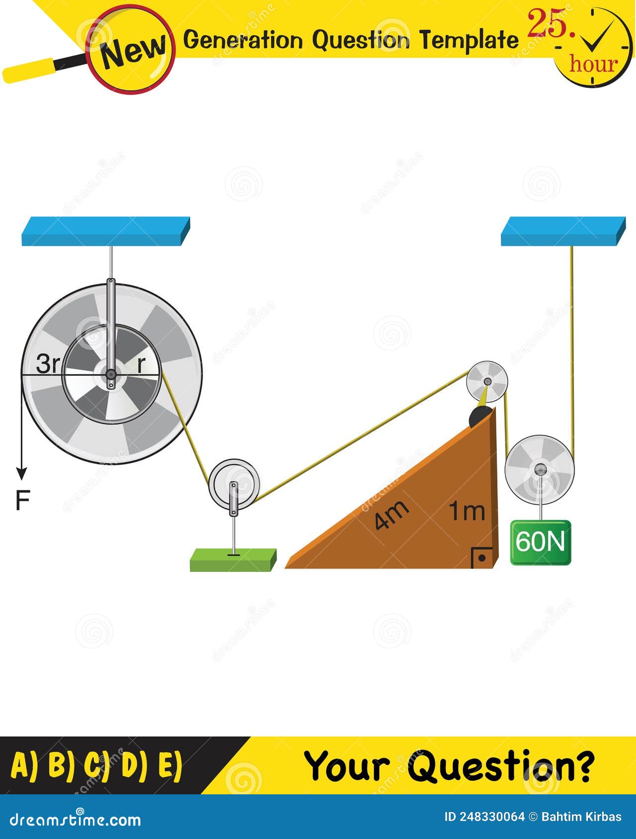Physics, Inclined Plane, Question Template Stock Illustration ...