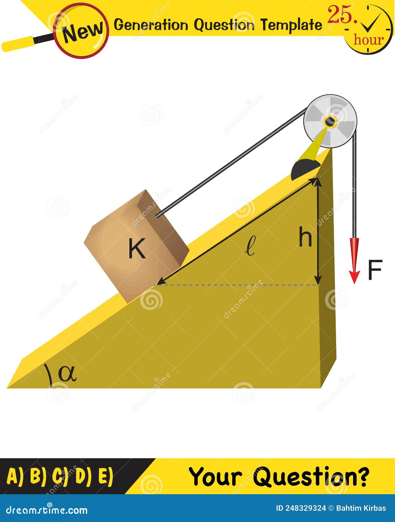 Physics, Inclined Plane, Question Template Stock Illustration ...
