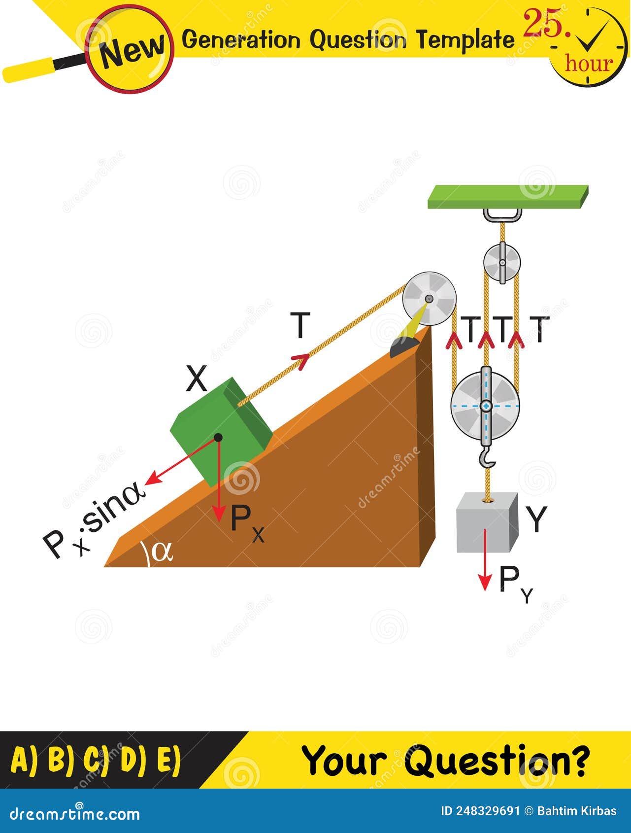 Physics, Inclined Plane, Question Template Stock Illustration ...