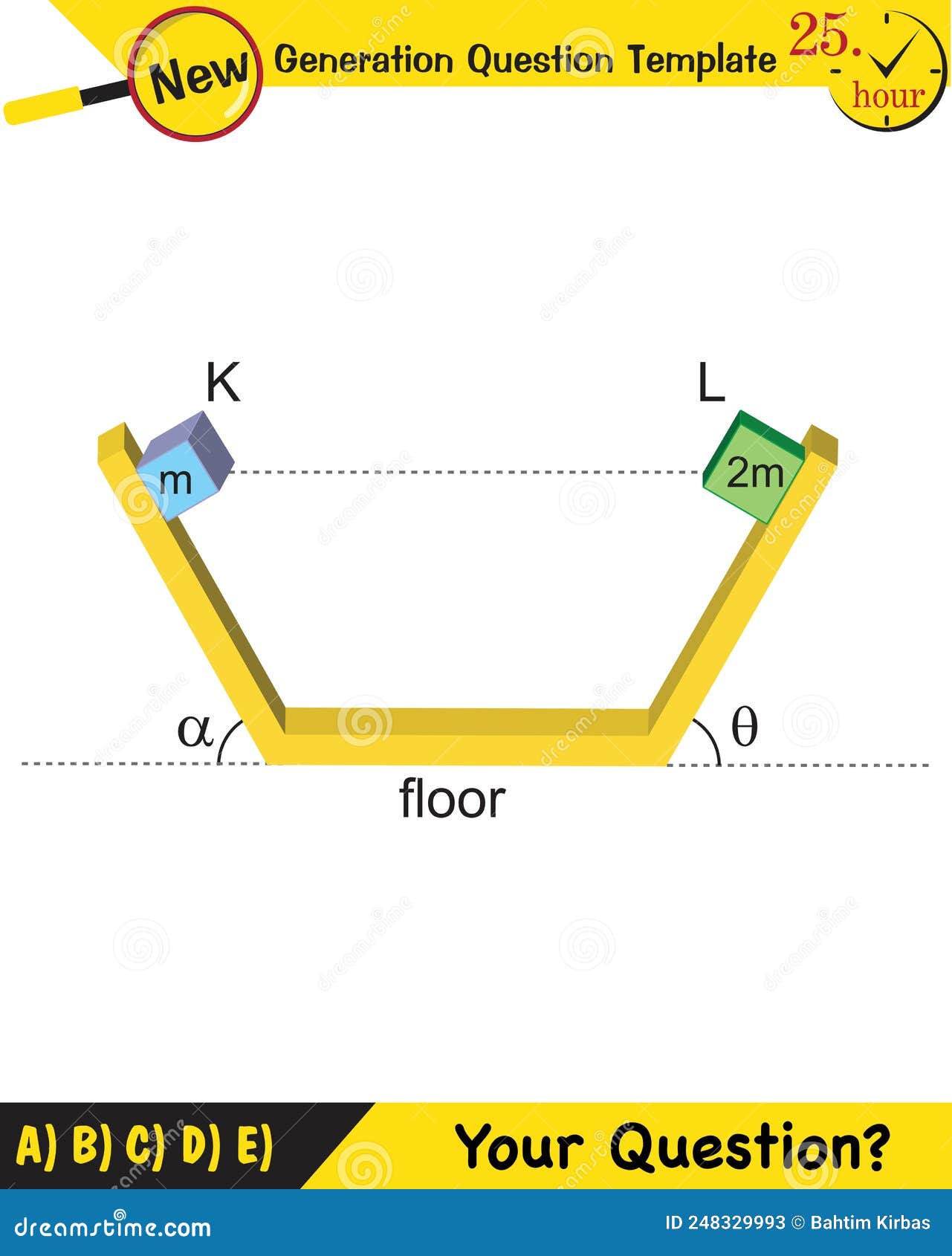 Physics, Inclined Plane, Question Template Stock Illustration ...