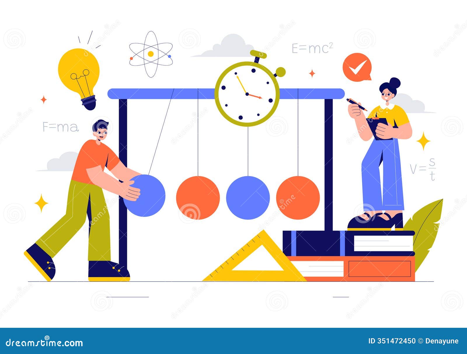 Physics Learning Vector Illustration Featuring Students Exploring ...