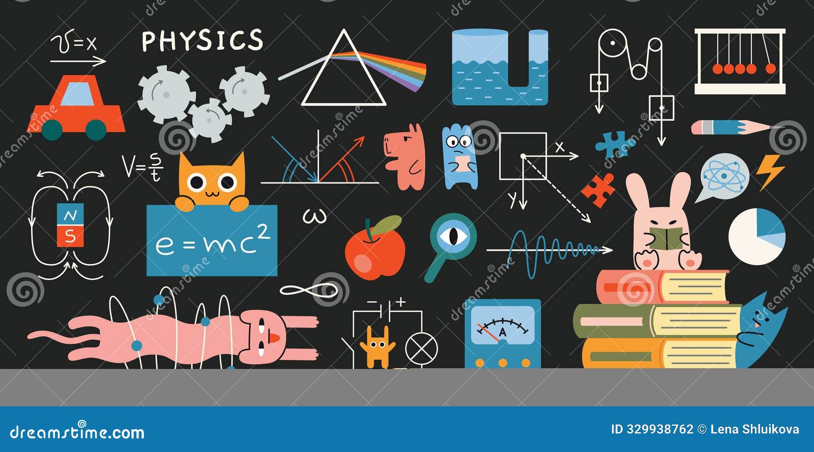 Physics Lesson At School. Physics Formulas, Drawings, Equipment For ...