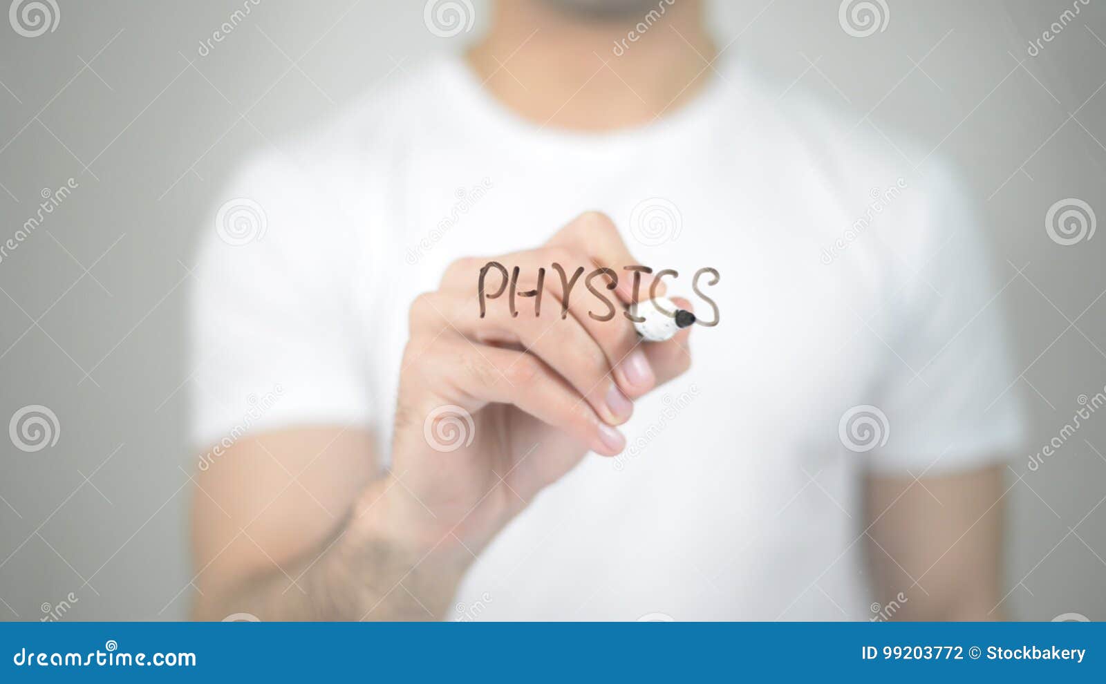 Physics, Man Writing on Transparent Screen Stock Photo - Image of ...